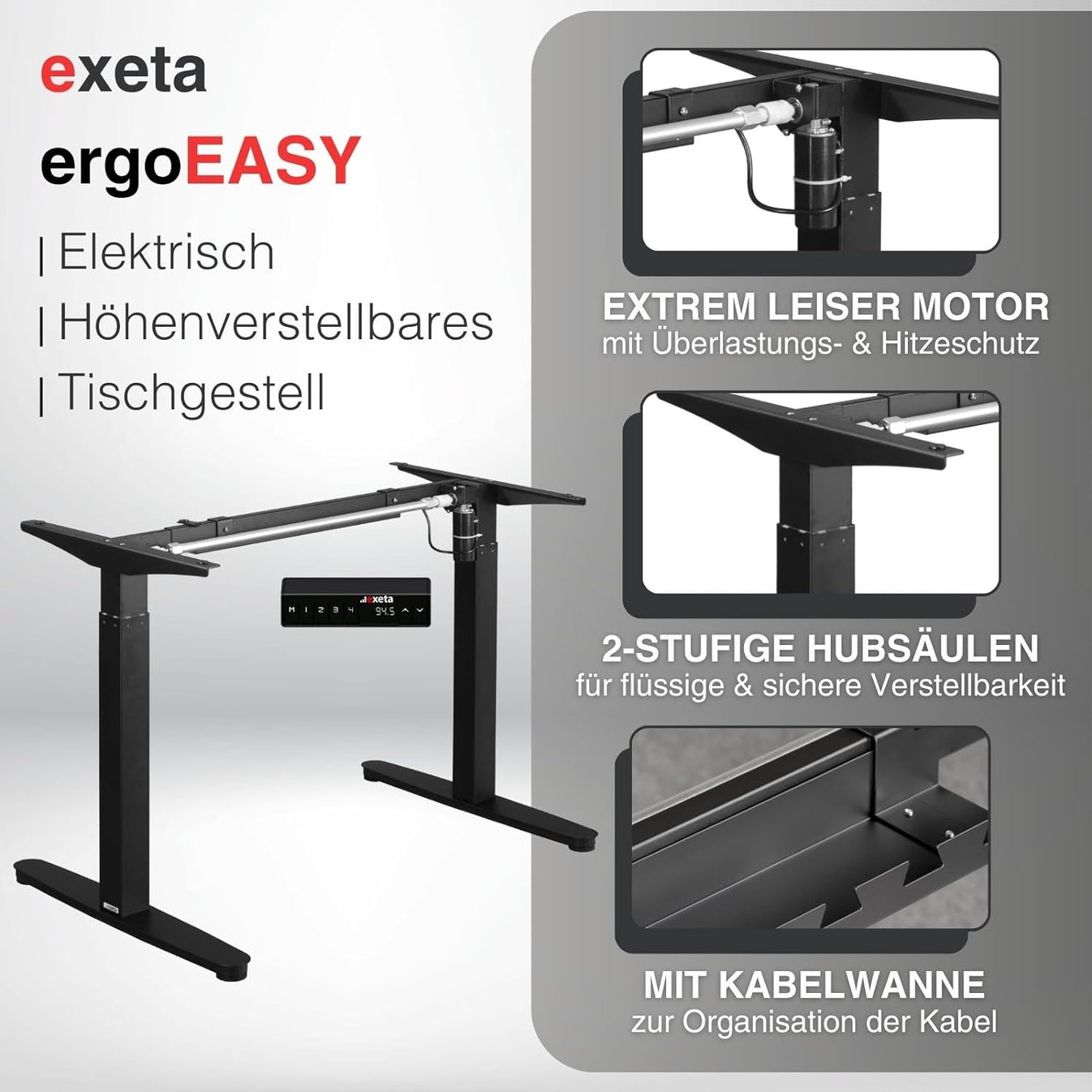 exeta ergoEASY: Elektrischer Sitz-Steh-Schreibtisch | 80kg, 72-122cm ...